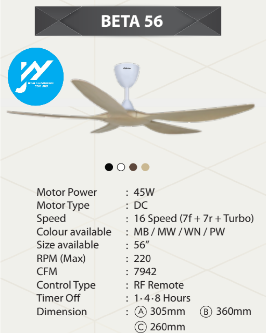 Deka+ BETA 56" DC motor Remote Control Ceiling fan/ Kipas siling DC ...