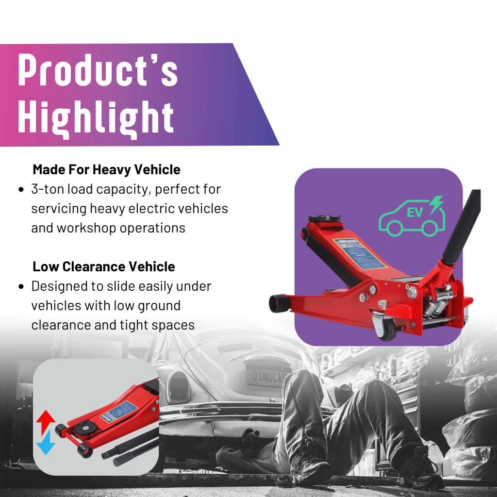 3 Ton Low Profile Floor Jack Kereta Jek Kereta Jack Stand Hydraulic ...