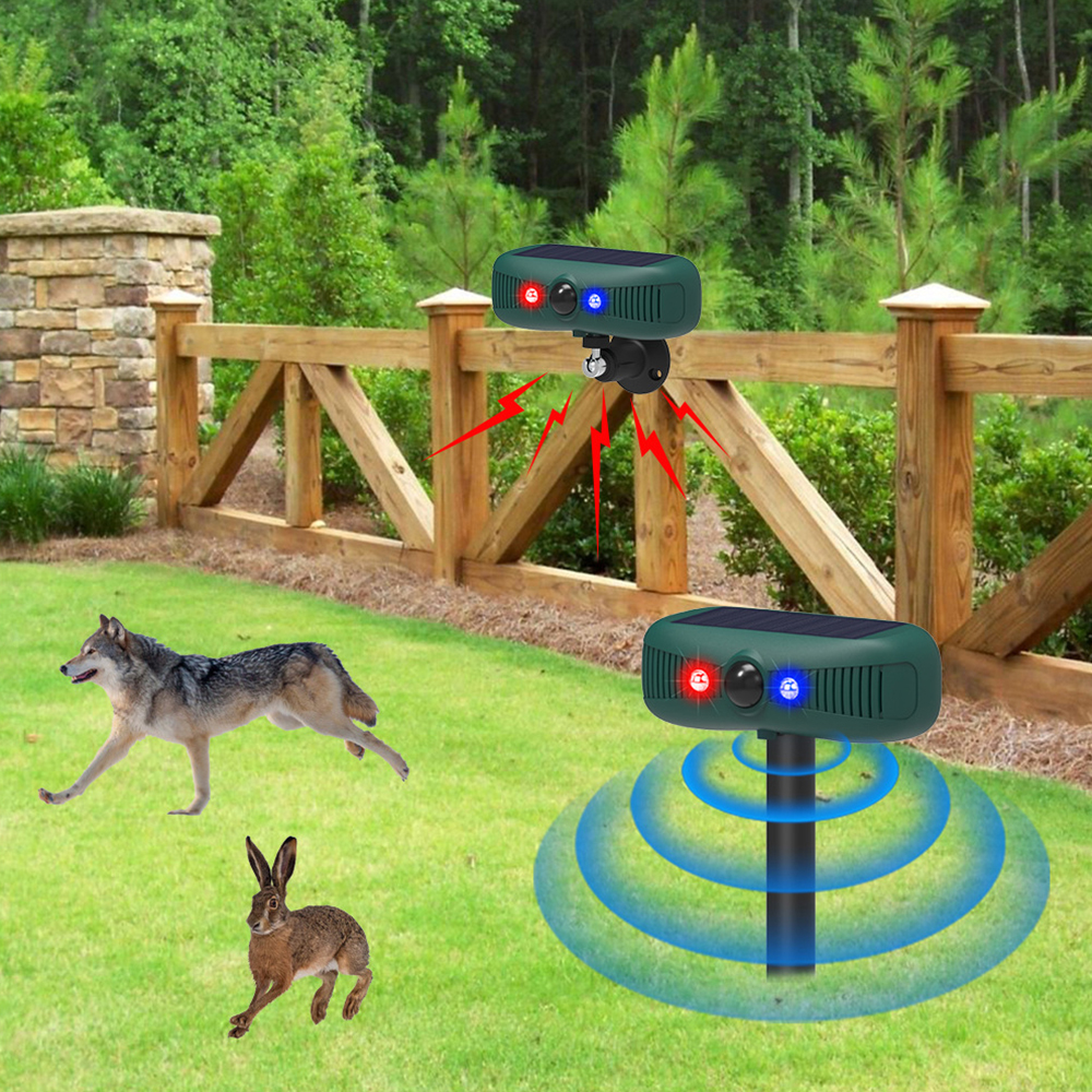 Solar Ultrasonic Animal Repeller PIR Sensor Pest Ultrasonic Monkey Bird ...
