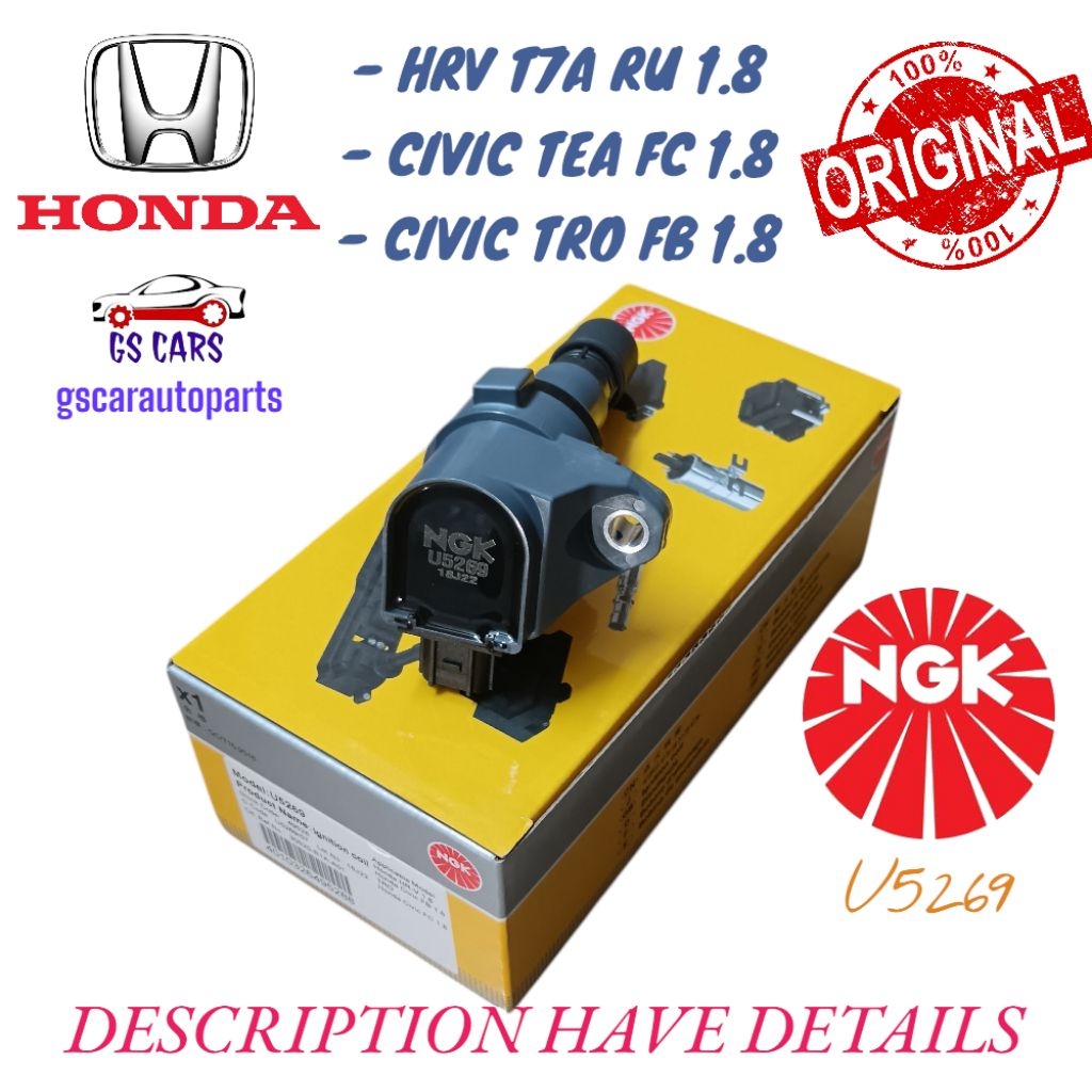 Honda ngk 100% original ignition plug coil civic tea fc 1.8/hrv t7a ru ...
