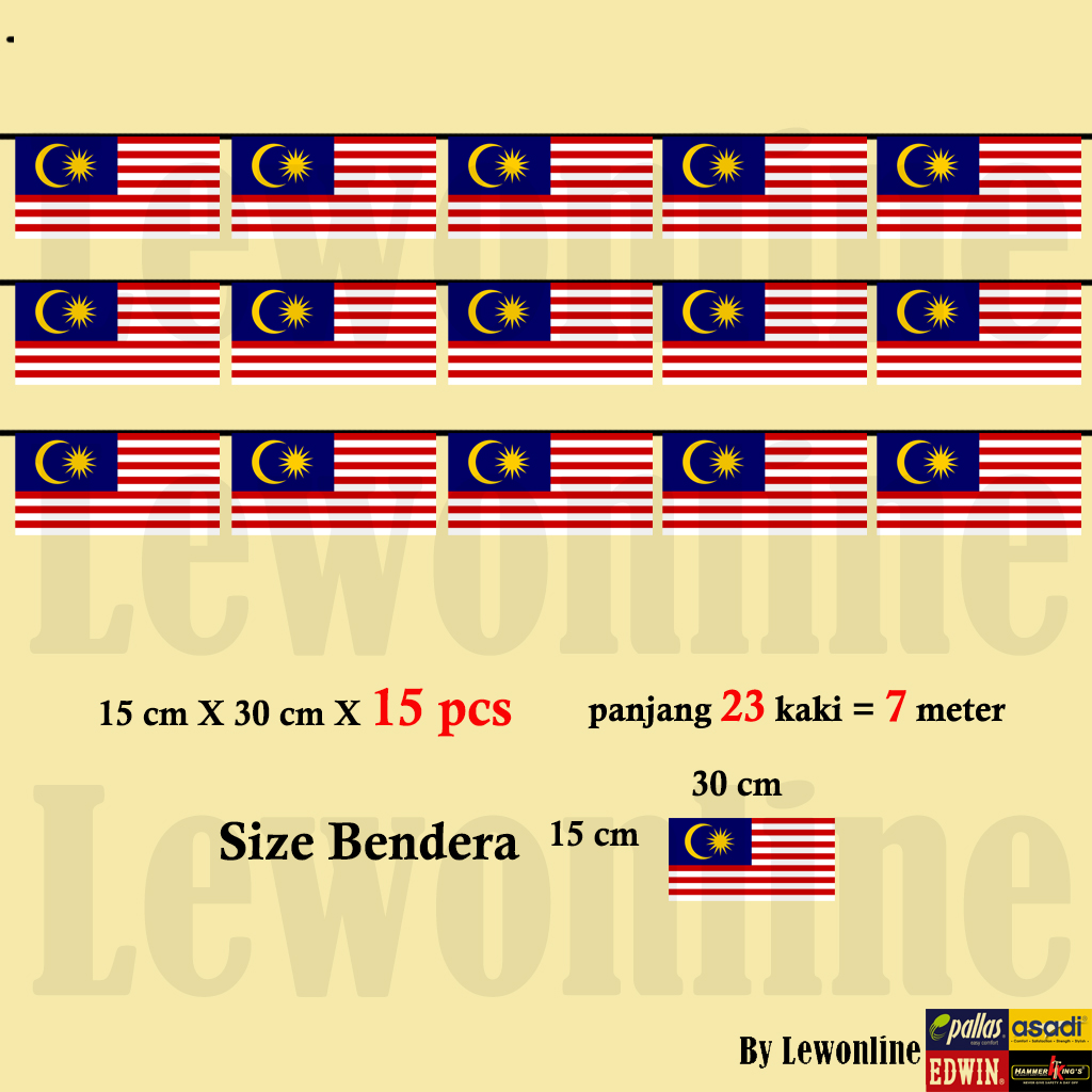 Bendera Malaysia Flag Bundle Bunting Bendera Malaysia Banting 马来西亚国旗州旗 ...