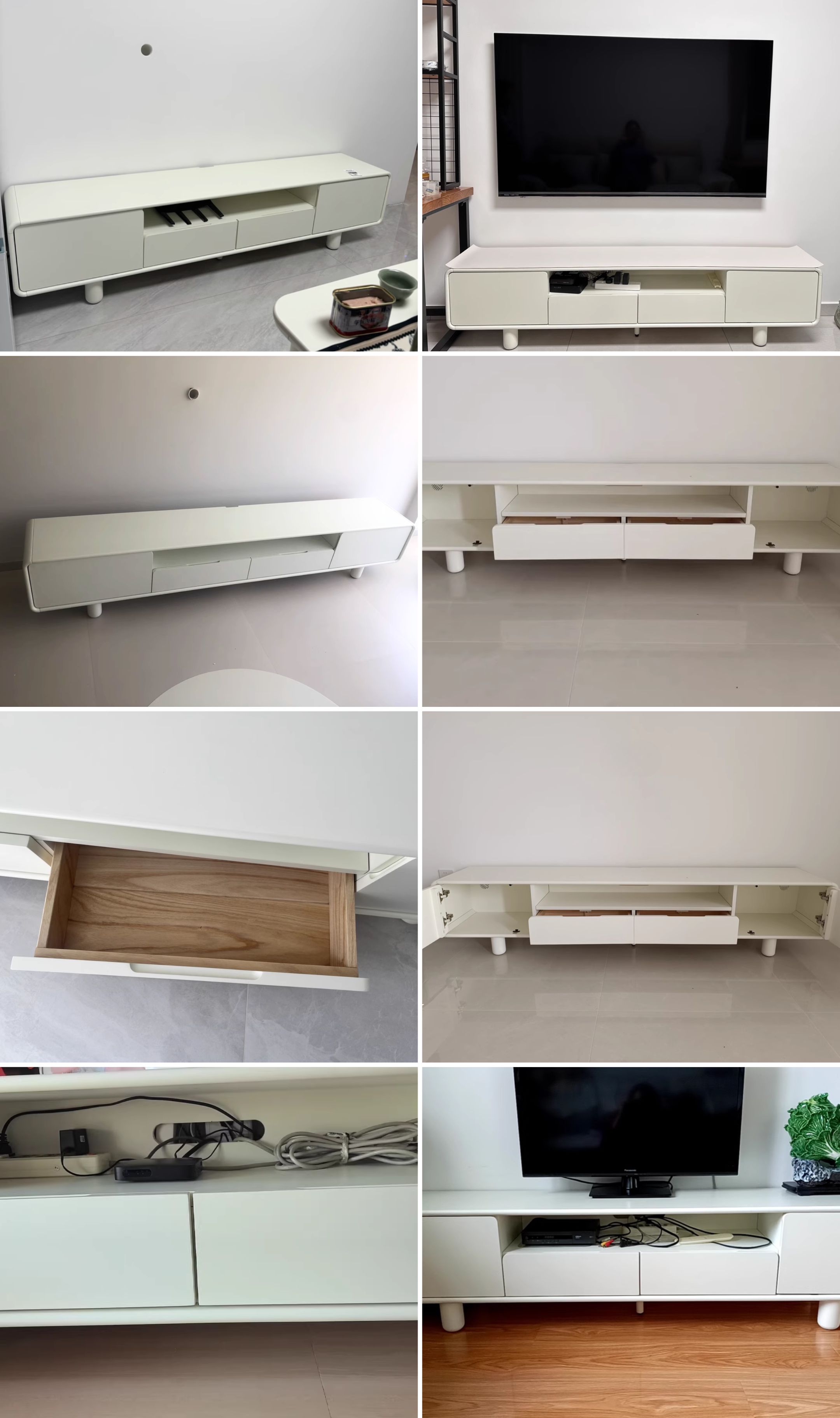 Cozylant Tara White TV Console / Solid Rubber Wood TV Cabinet/ Japandi ...