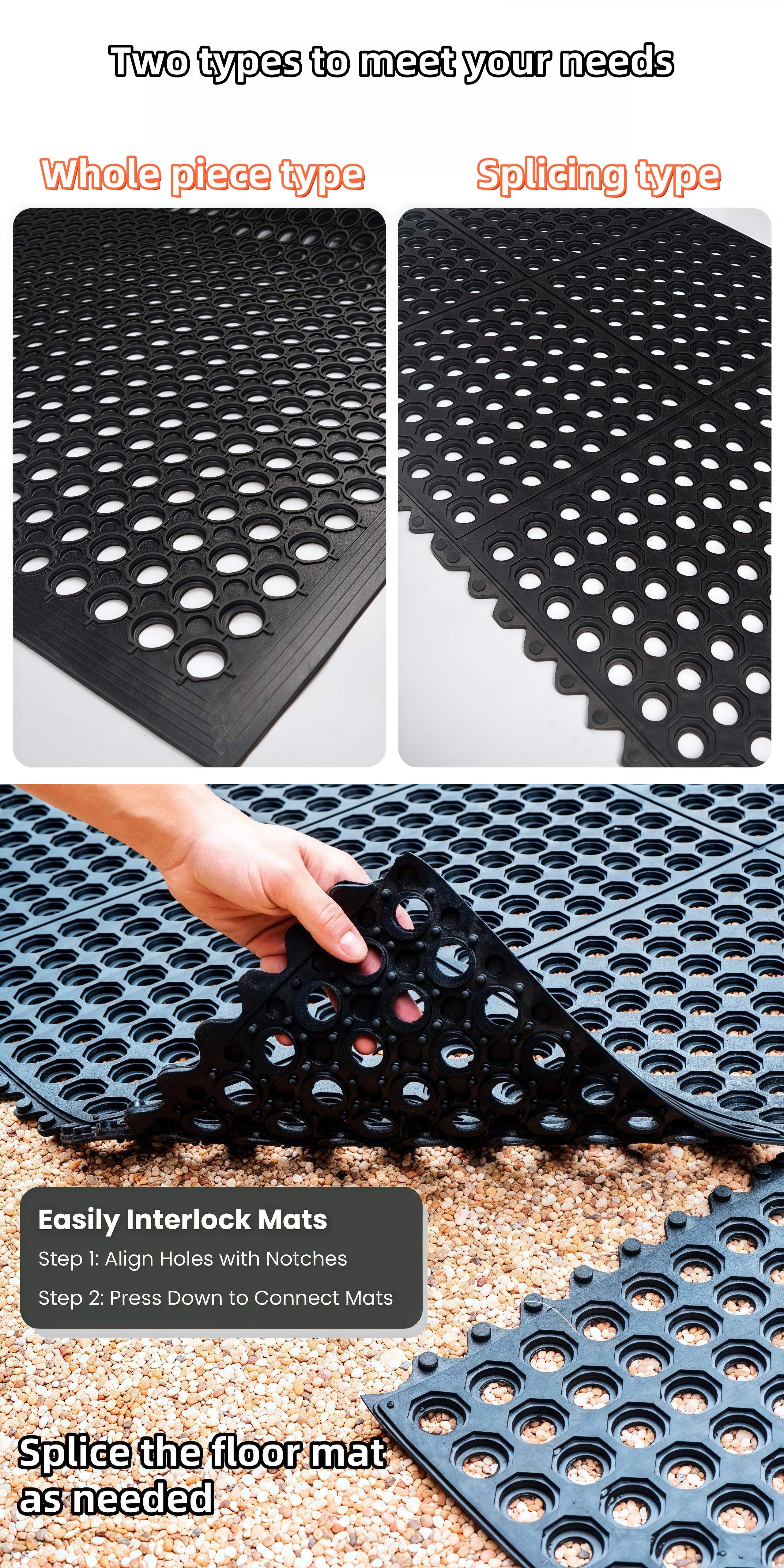 Rubber Interlocking Floor Mat Splicing Large Non Slip Anti Grease Mat ...