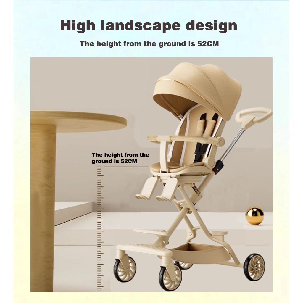 2 Way Reclining Baby Stroller Foldable Can sit or lie down Magic Trolley 360° Putaran | Shopee ...