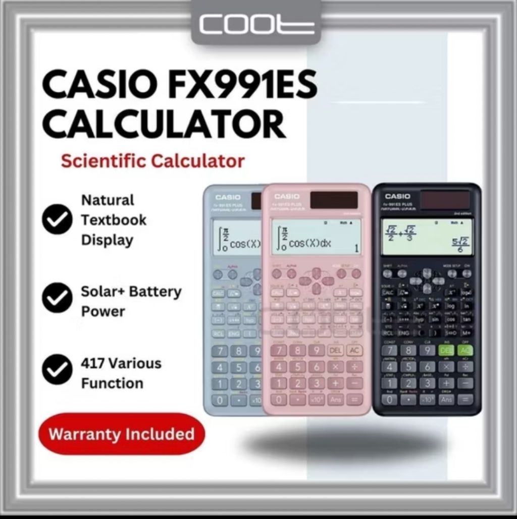 CASIO FX-991ES Scientific Calculator Plus Solar Portable Rechargeable Calculator Kalkulator ...