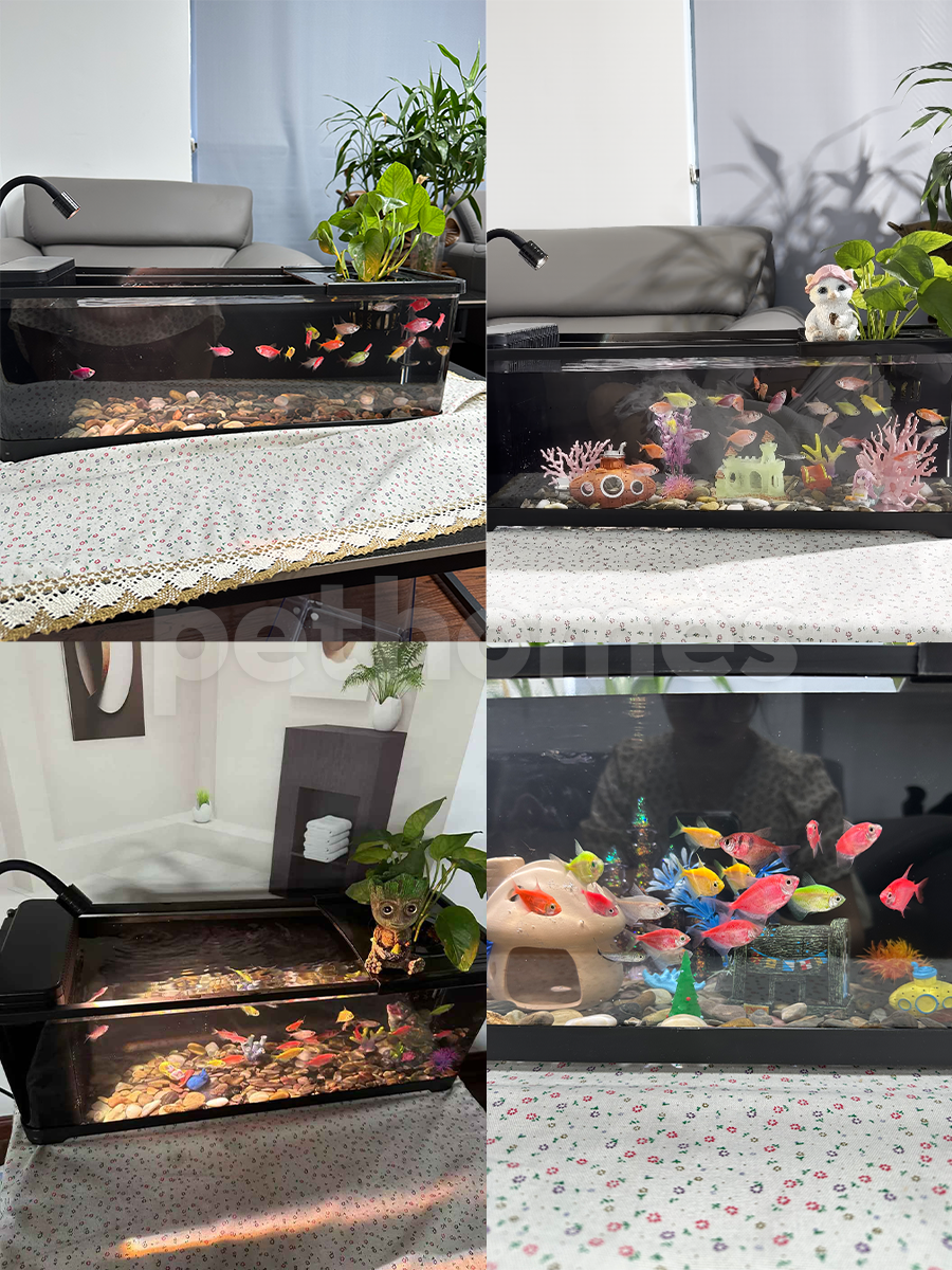 Aquarium Fish Tank Transparent Ecological Betta Fish Tank Removable ...