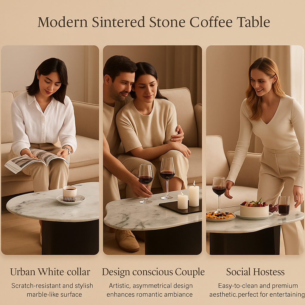 Sintered Stone Coffee Table Creative Irregular Shaped Table Light ...