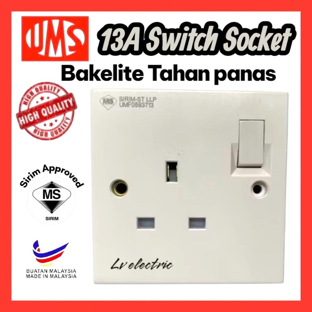SIRIM UMS 1213A 13A Bakelite Switch Socket 13A Switches Wall Switch ...