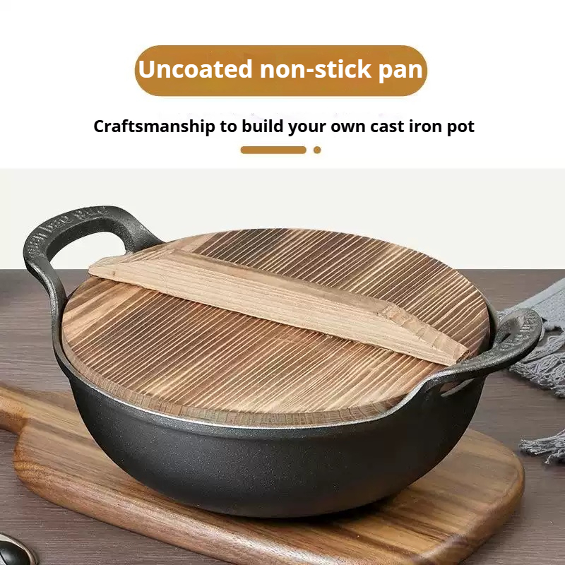Cast Iron Ingot Pot Thickened Double Ear Stew Pot Soup Pot Household ...