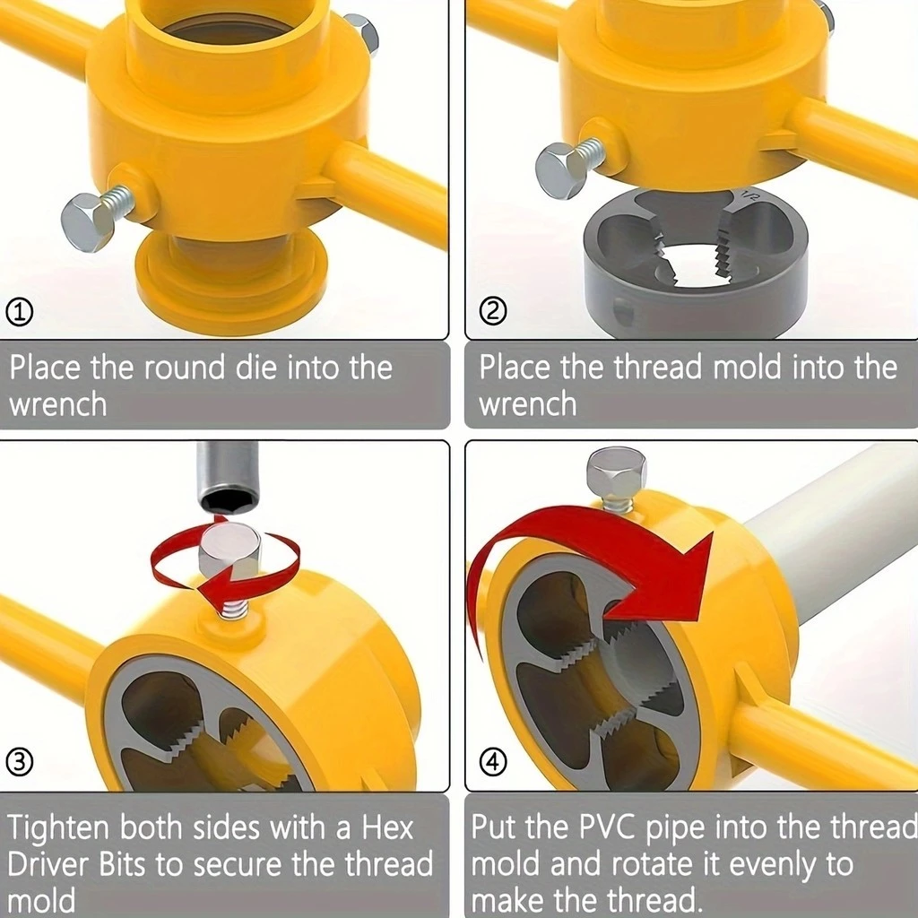 6-piece set of water pipe threading machine tools,convenient and easy ...