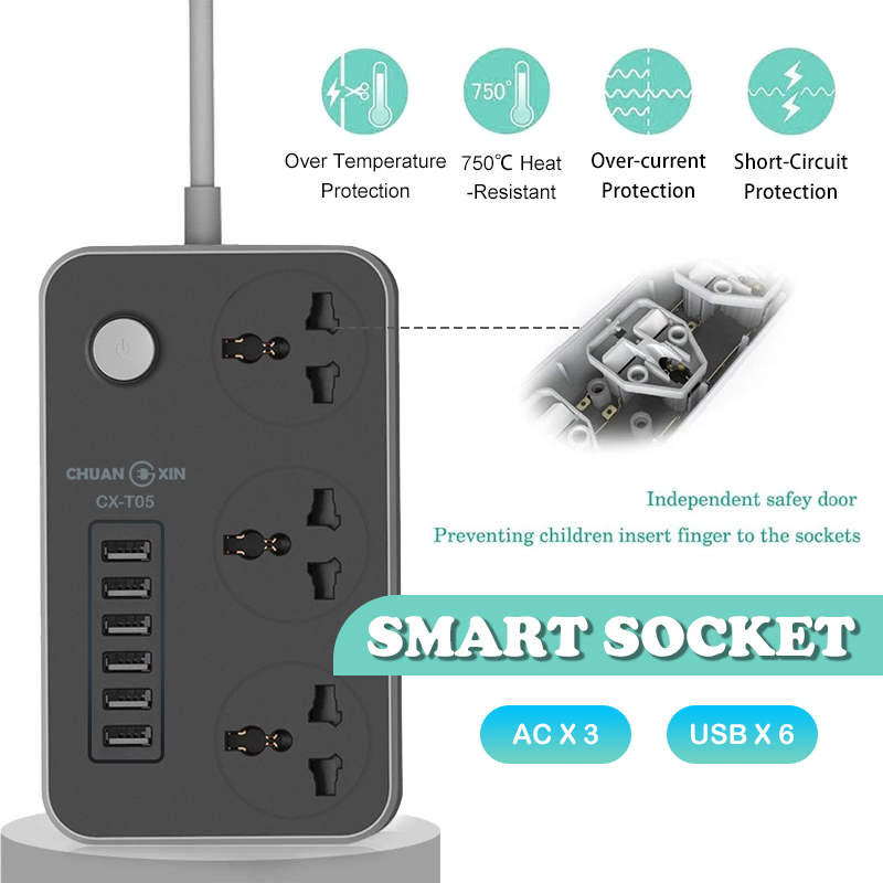 2/4/5 Power Socket Extension With USB Ports 2/4/5m Cable UK Plug ...