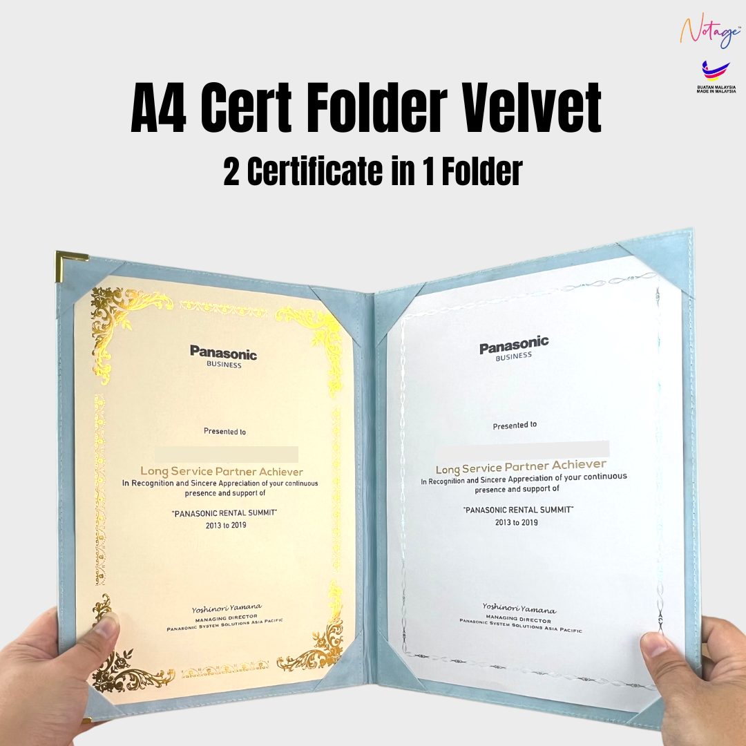 A4 Velvet Certificate Holder 8 corner 2 Side Certificate Folder ...