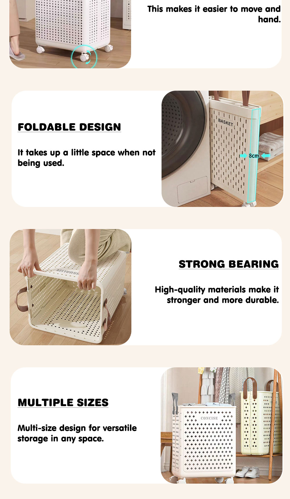 SUSU HOMES Large Capacity Clothes Storage Basket Bathroom Laundry ...
