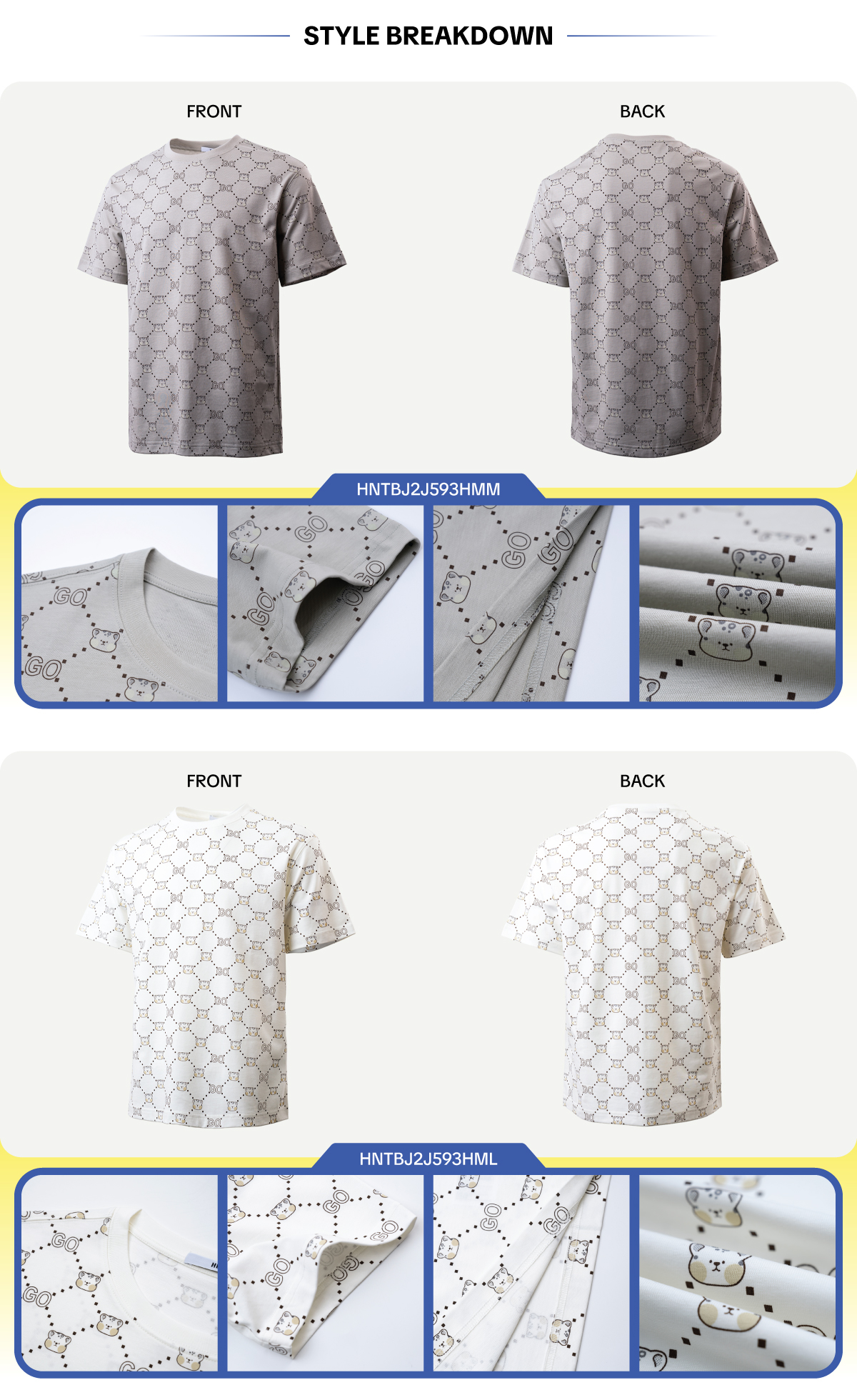 HLA The Star Paws Series Icy Cotton Full Letter Printing Short Sleeve T ...
