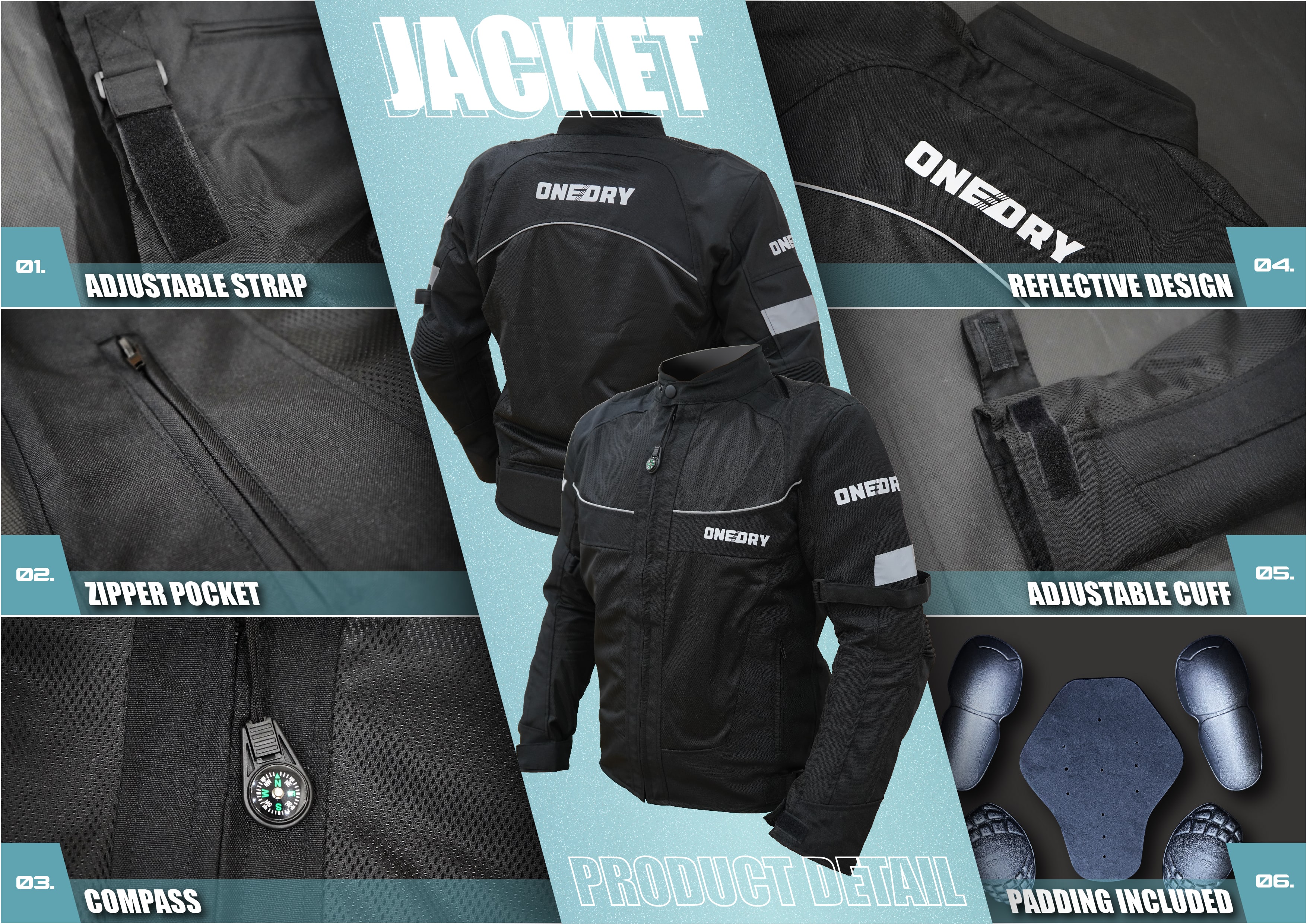 ONEDRY Jacket Motor Touring Jacket Wind Resistant Breathable Airflow Riding Motorcycle Outfit ...