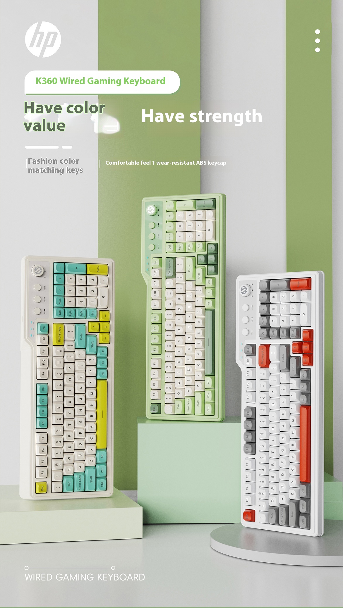 HP K360 Esports Wired RGB Gaming Feeling Mechanical Keyboard Dual Gaming/Office Mode to Switch ...