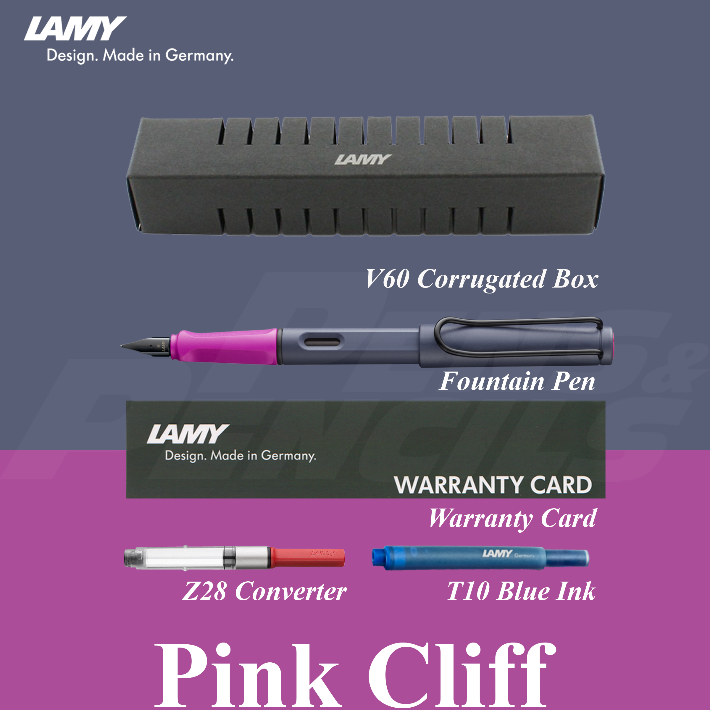 LAMY safari Pink Cliff & Violet Blackberry Fountain Pen EF/F/M/B Nib ...