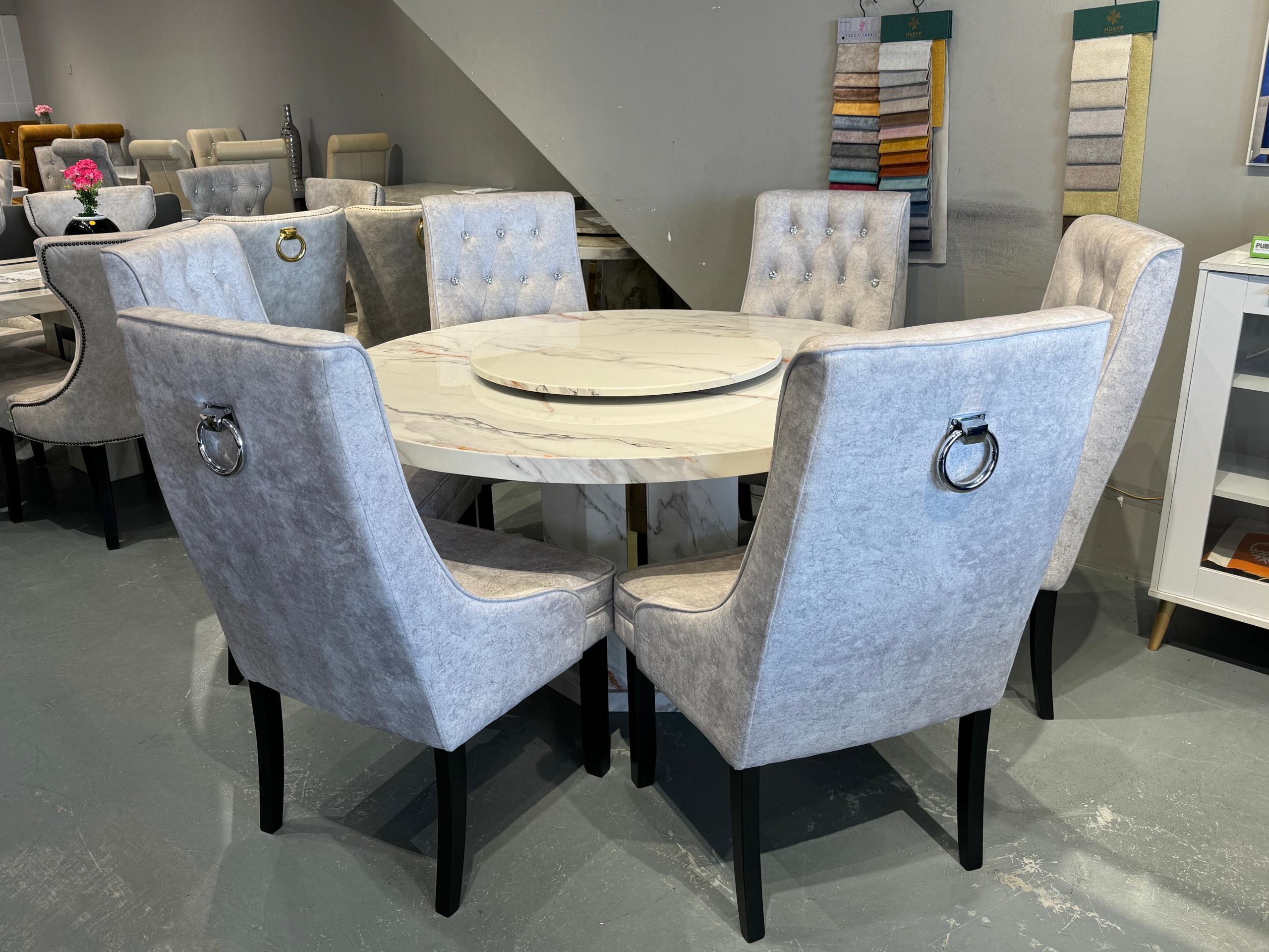 Chesterfield Exclusive Round Marble Dining Set 1 Marble Dining Table ...