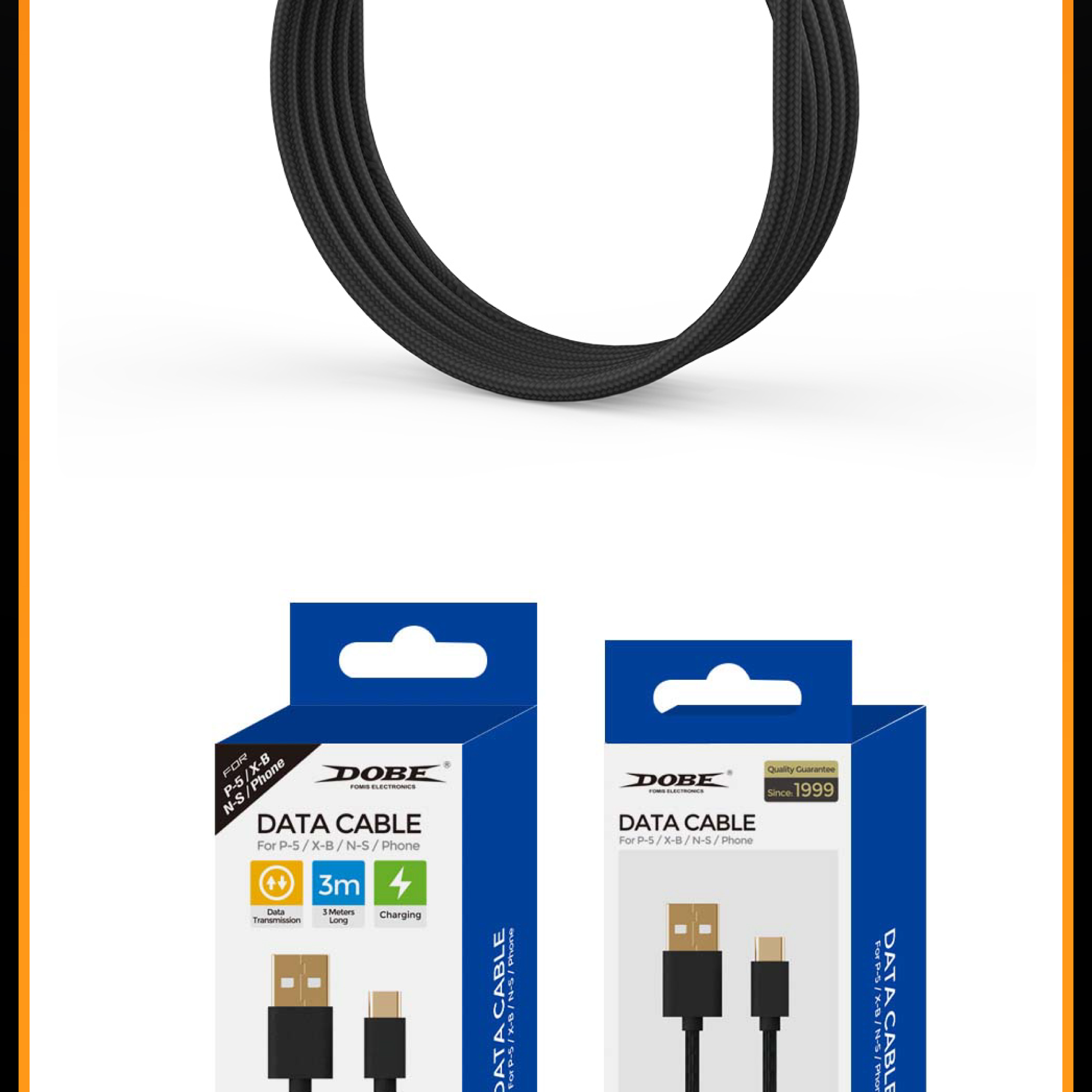 DOBE PS5 Xbox Series Switch Pro Controller Data Cable Charging Type C ...