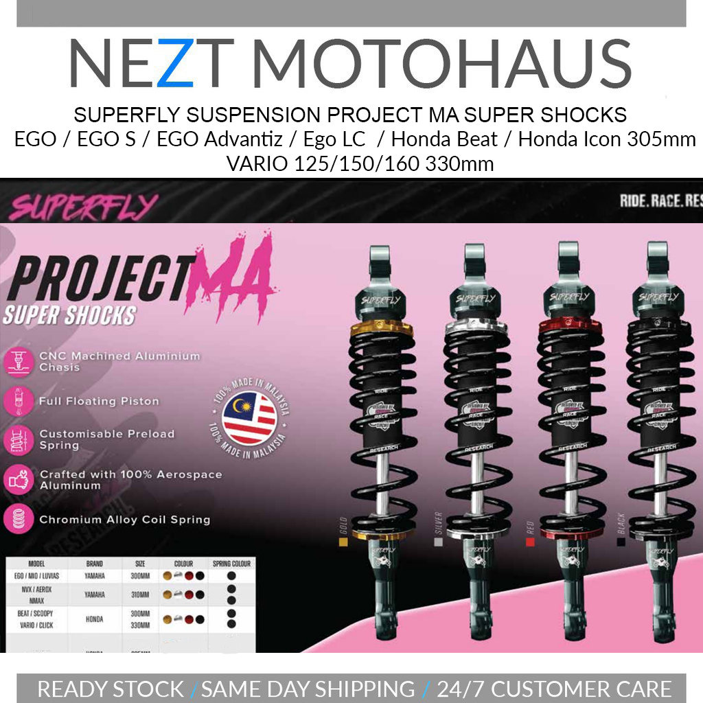 SUPERFLY SUSPENSION PROJECT MA SUPER SHOCKS EGO / EGO S / EGO Advantiz ...