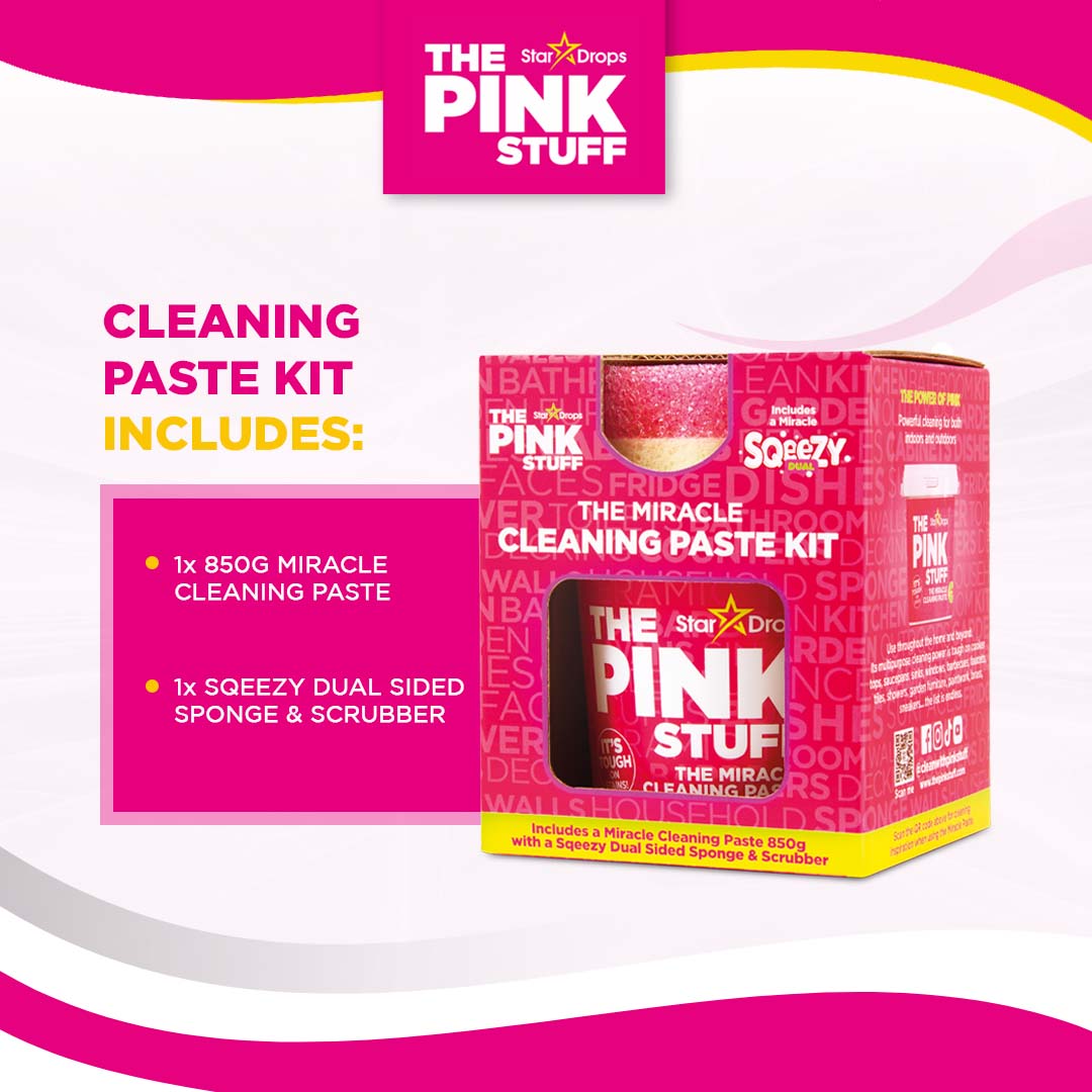 The Pink Stuff The Miracle Cleaning Paste 850G & Sqeezy Dual Sponge ...