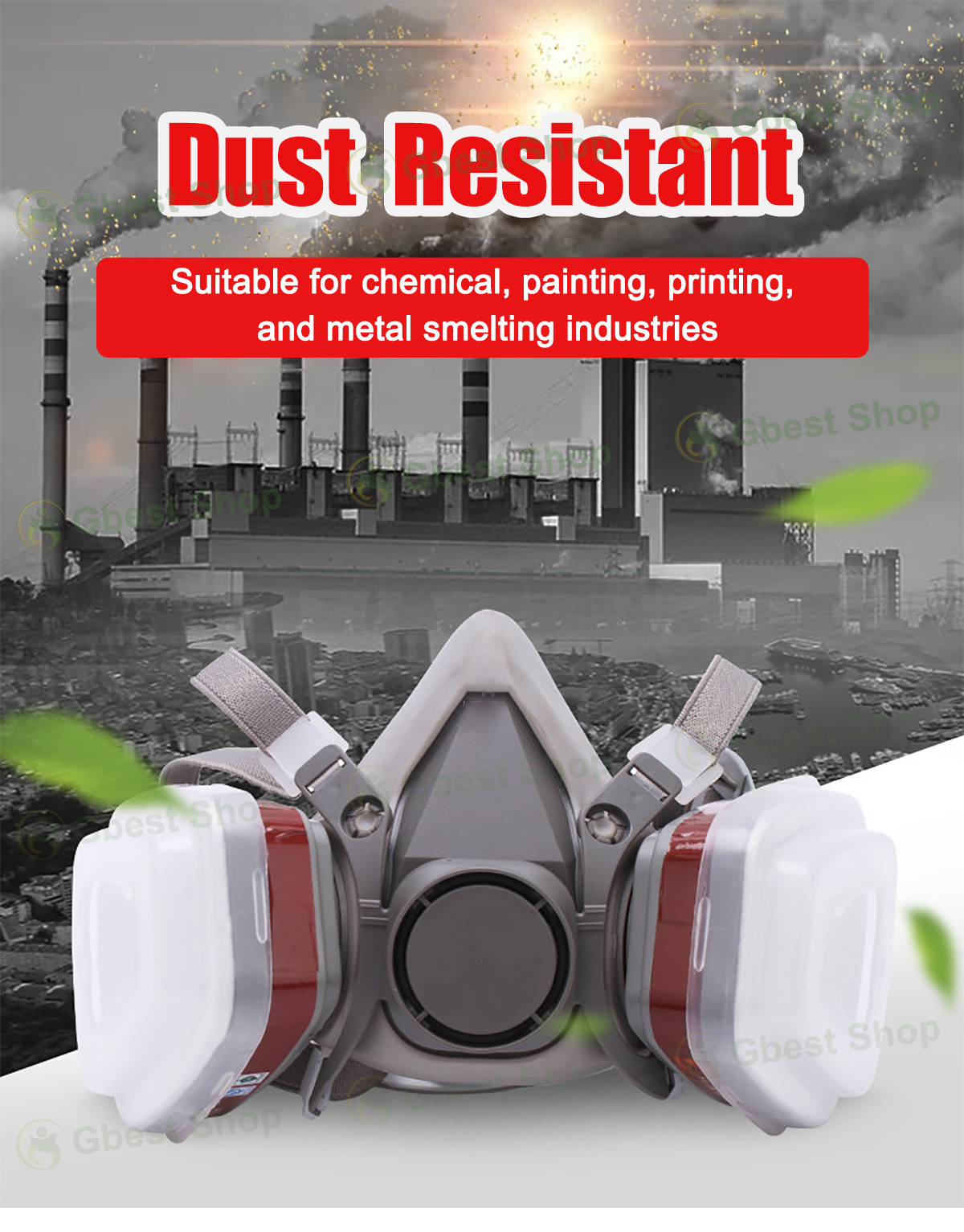 Gas Mask Half Face protection Toxic Vapor Filter Cotton Dust Chemical ...