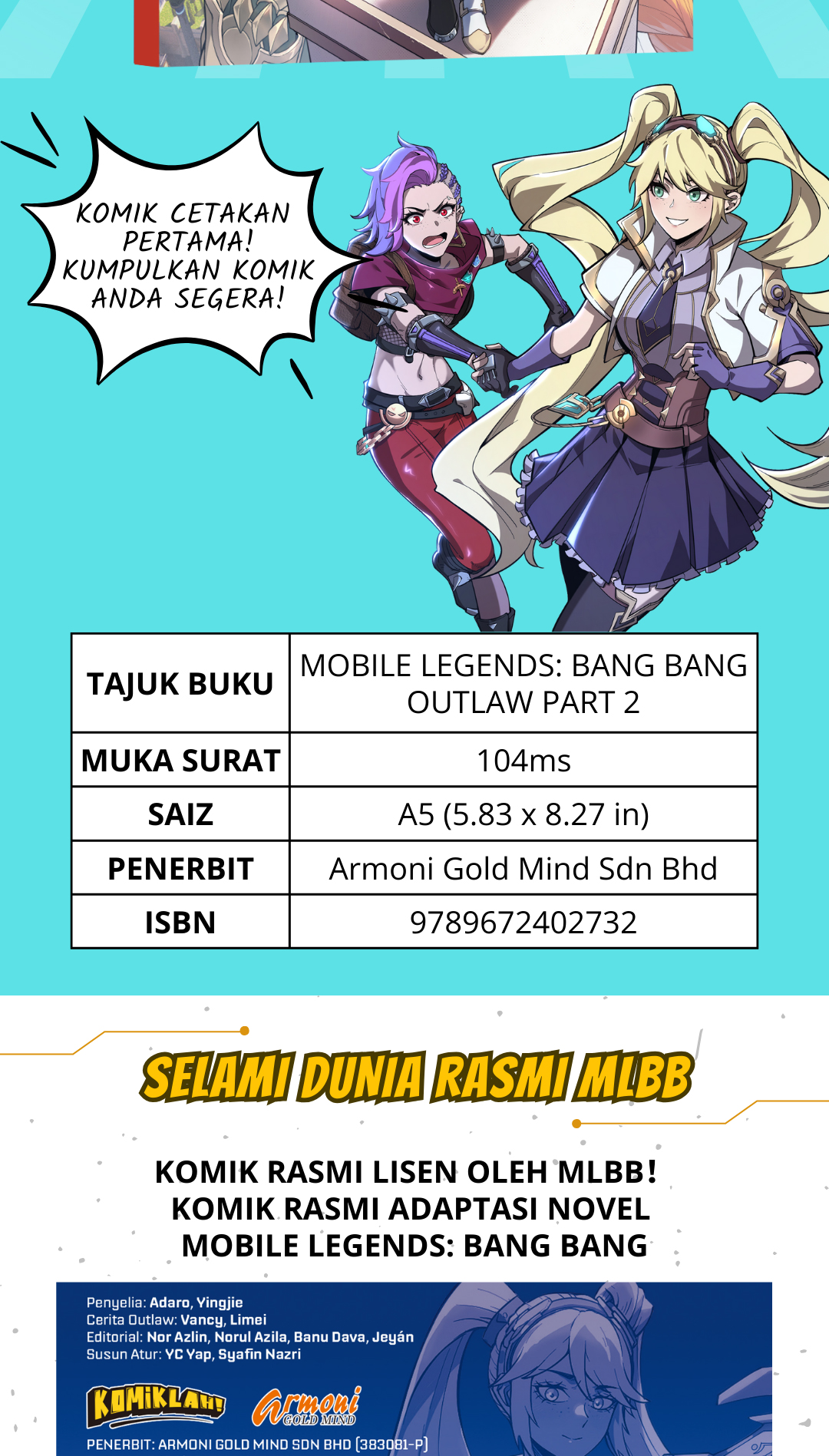 MLBB OFFICIAL COMIC BOOK OUTLAW PART 2 BUKU KOMIK RASMI MOBILE LEGENDS BANG BANG | Shopee Malaysia