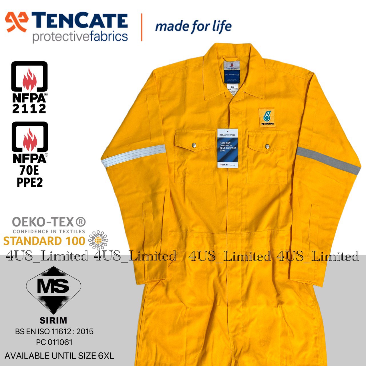 Tencate Tecasafe plus 700 Petronas Spec inherent FR coverall (FRC) with ...