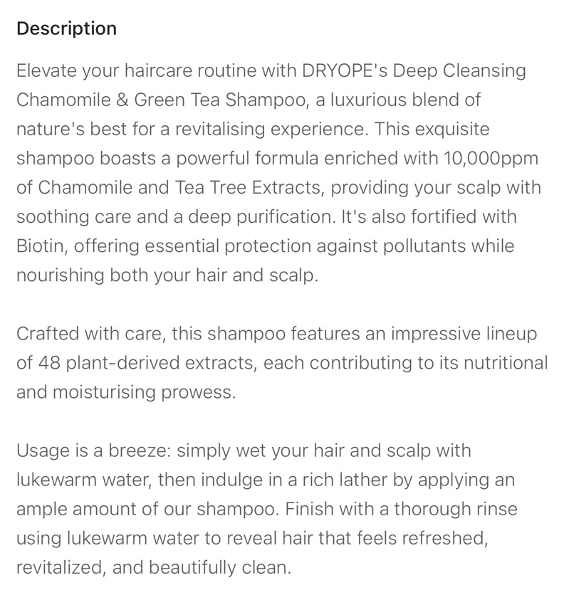 DRYOPE Deep Cleansing Shampoo 500ml - Lime Basil & Mandarin | Shopee ...