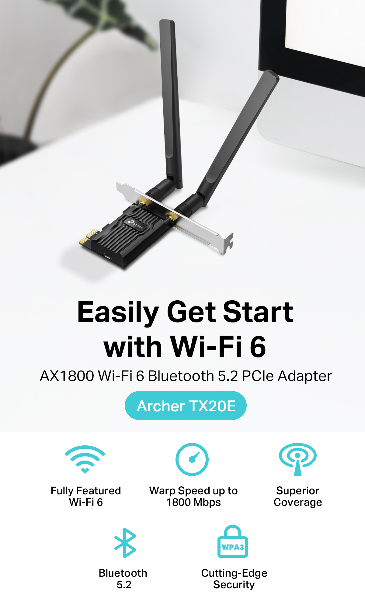 TP-Link Archer TX55E / TX20E AX3000 AX1800 Wifi 6 & Bluetooth 5.2 PCIe ...
