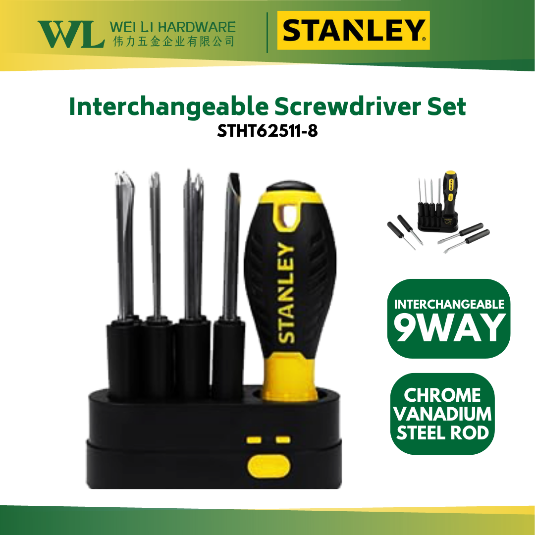 Stanley STHT62511-8 9Way Interchangeable Screwdriver Set/Skru Driver ...