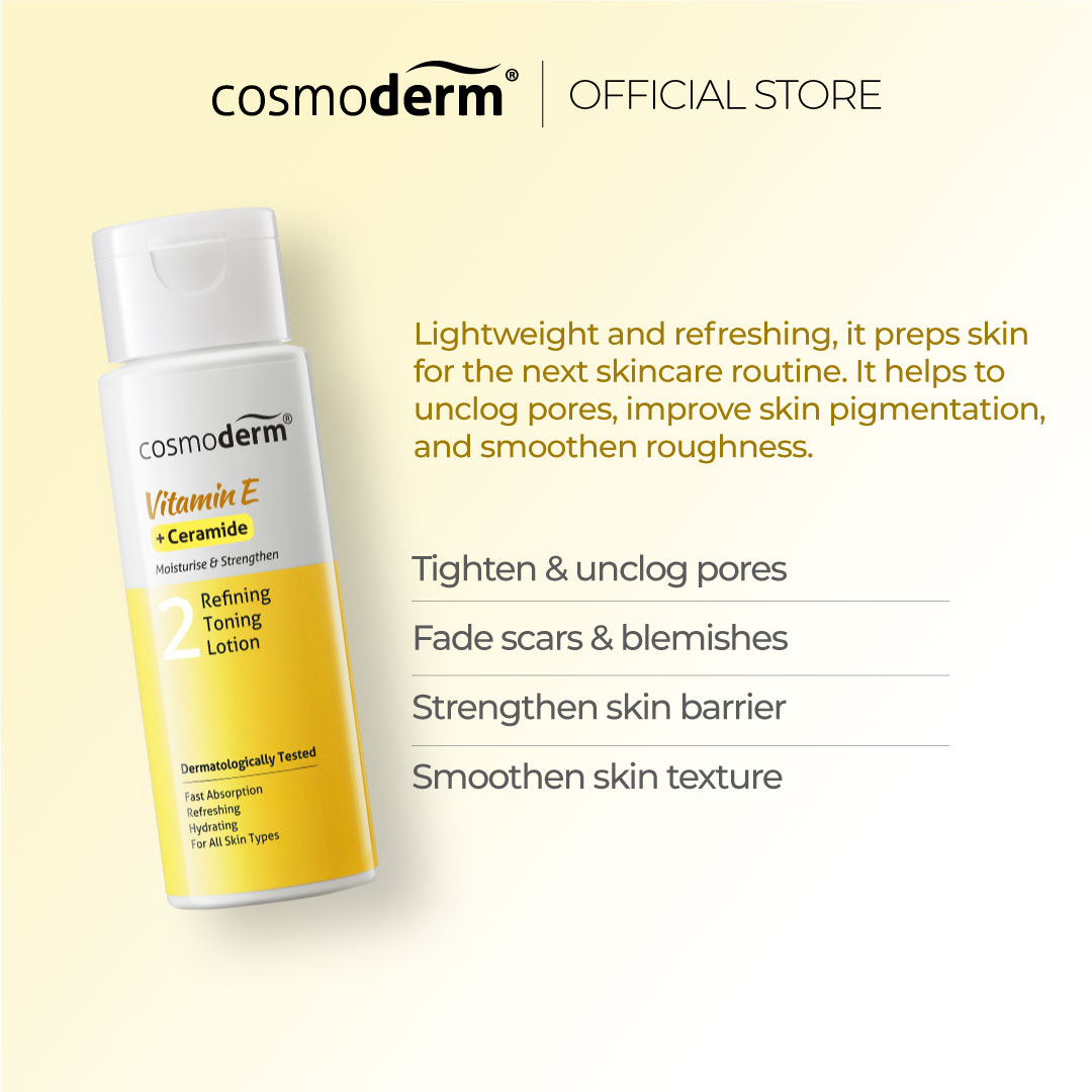 Cosmoderm Vitamin E + Ceramide Refining Toning Lotion (100ml) | Shopee ...