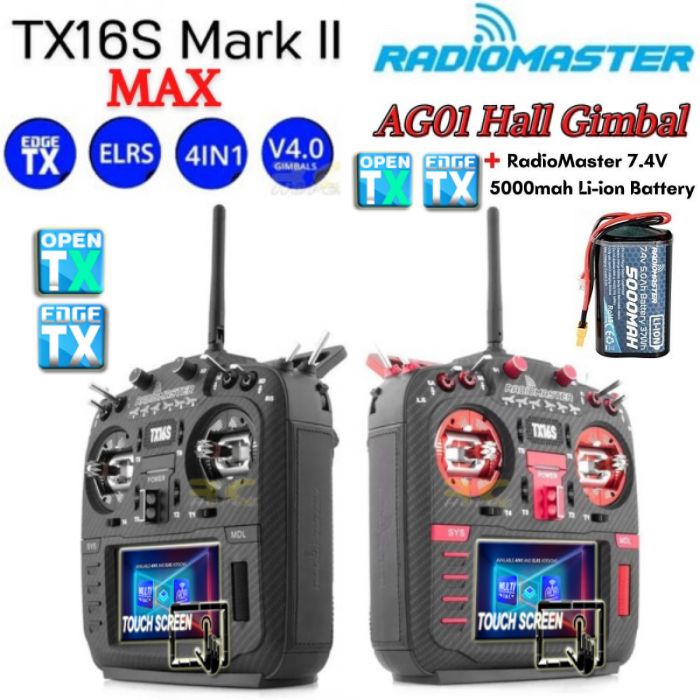 RadioMaster TX16S Mark II MAX AG01 Hall Sensor Gimbals 2.4GHz 16CH 4IN1 ...