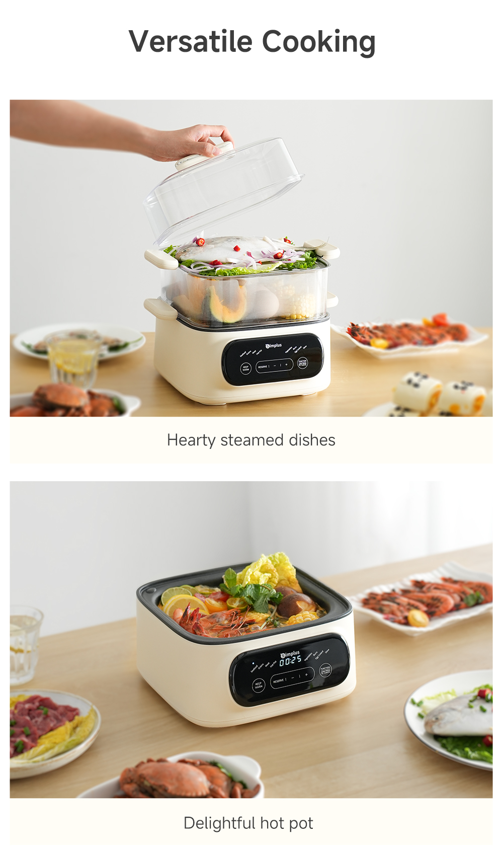 Simplus Electric Food Steamer | 2-Tier 11L Capacity |2-in-1 Steam and ...