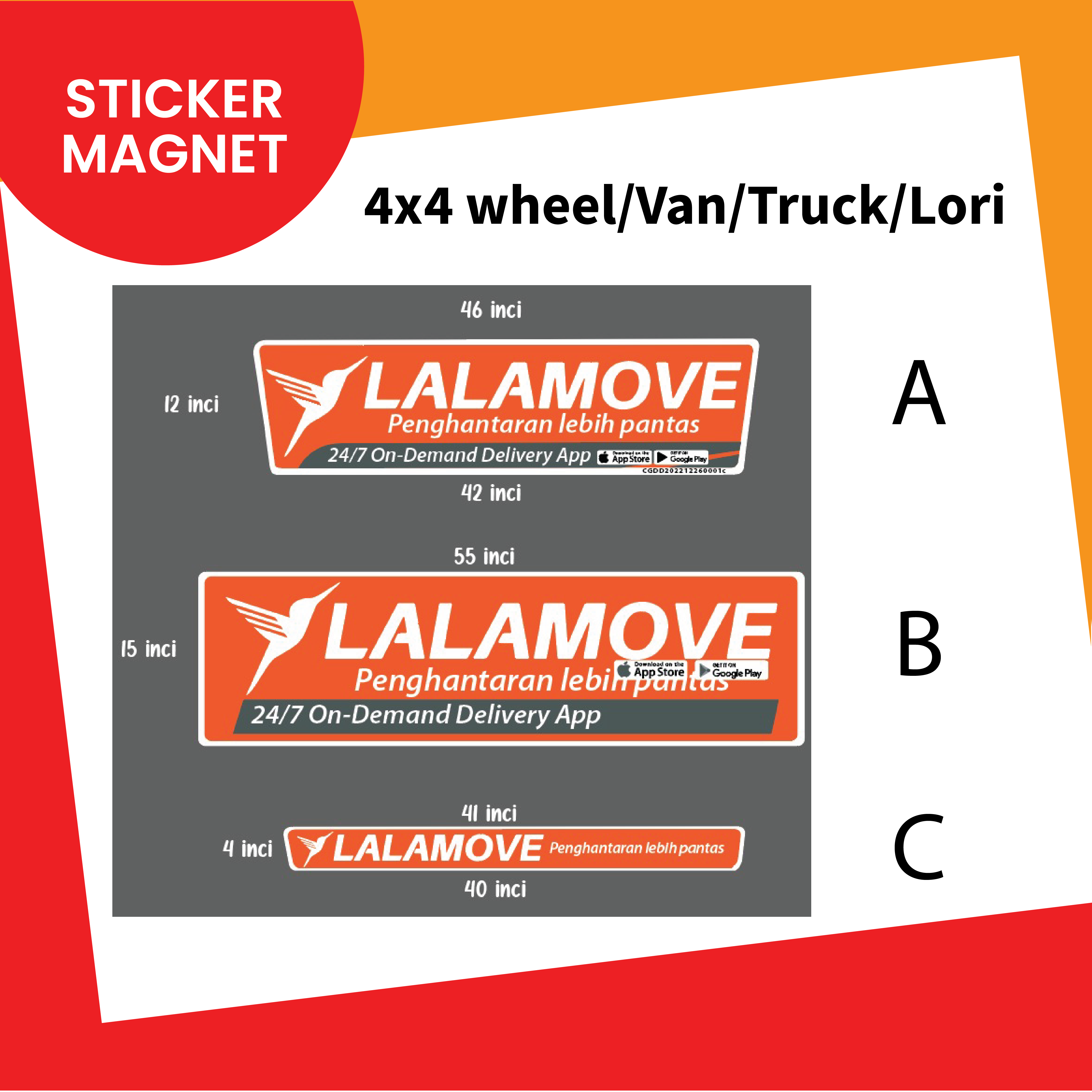 Sticker Magnet Lalamove Besar 4 wheels drive Lori Van | Shopee Malaysia