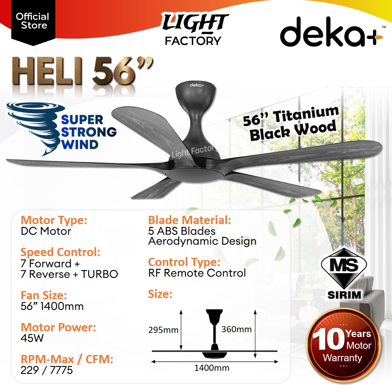 🔥2024 NEW🔥DEKA+ HELI 56'' 5 Blades DC Motor Ceiling Fan 16 Speeds ...