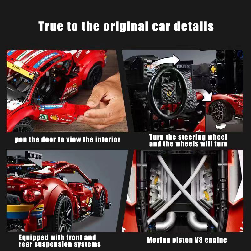 Red FERRARI 488 GTE 1:10 McLaren P1 Building Blocks Mechanical Group ...