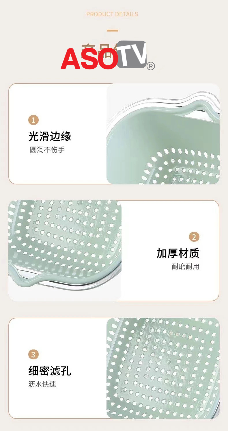 ASOTV® PET 8 in 1 Vegetables Washing Bowl Drain Basket Strainer Bakul ...