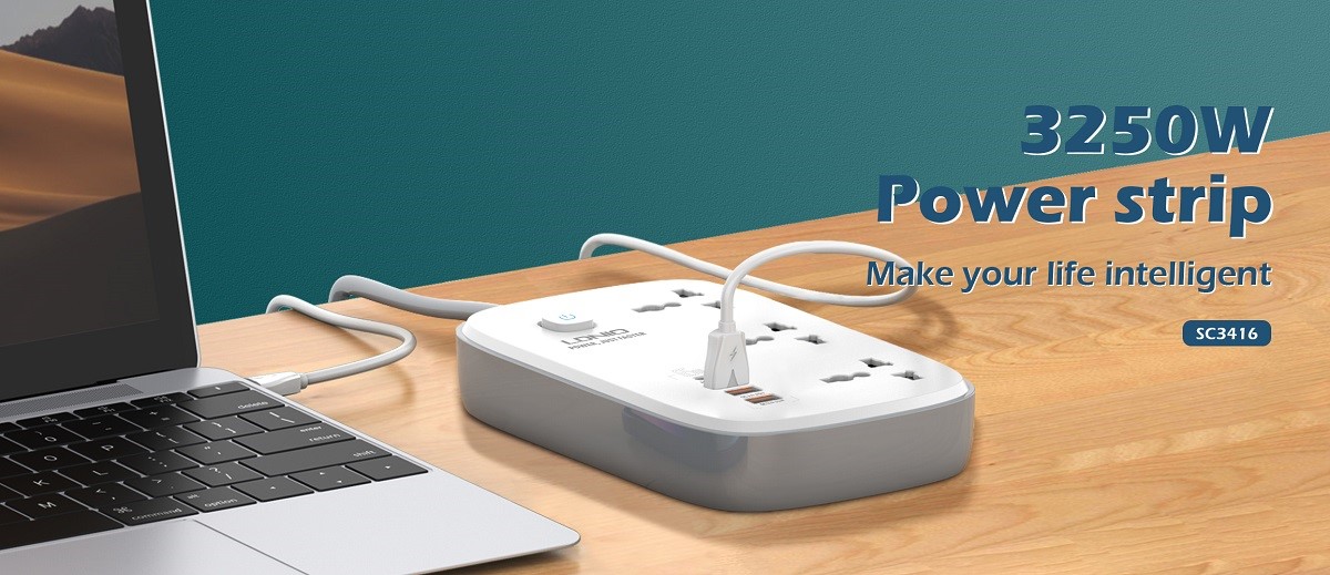 Ldnio Power Strip 3 Socket SC3416 3250W GaN Charger 65W 4usb | Shopee ...