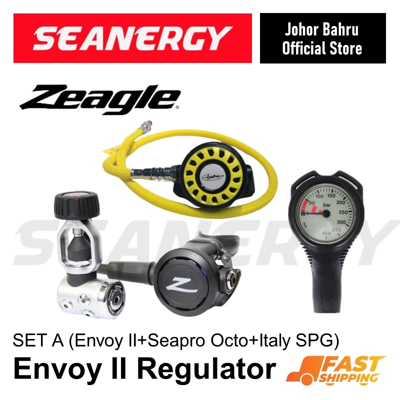 ZEAGLE ENVOY II SCUBA DIVING REGULATOR FULL SET OCTOPUS PRESSURE GAUGE ...