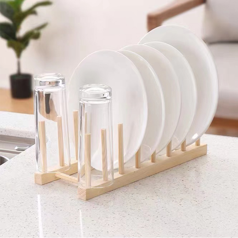 Wooden Dish Rack & Drainer | Multi-Functional Plate and Bowl Holder ...