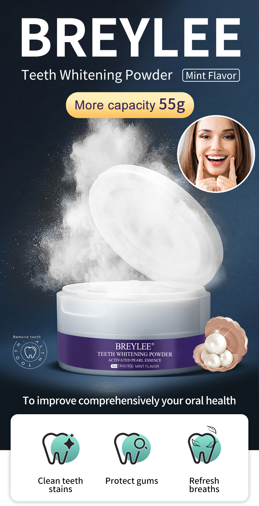 BREYLEE Teeth Whitening Powder Set Plaque Remover Teeth Cleansing Anti ...