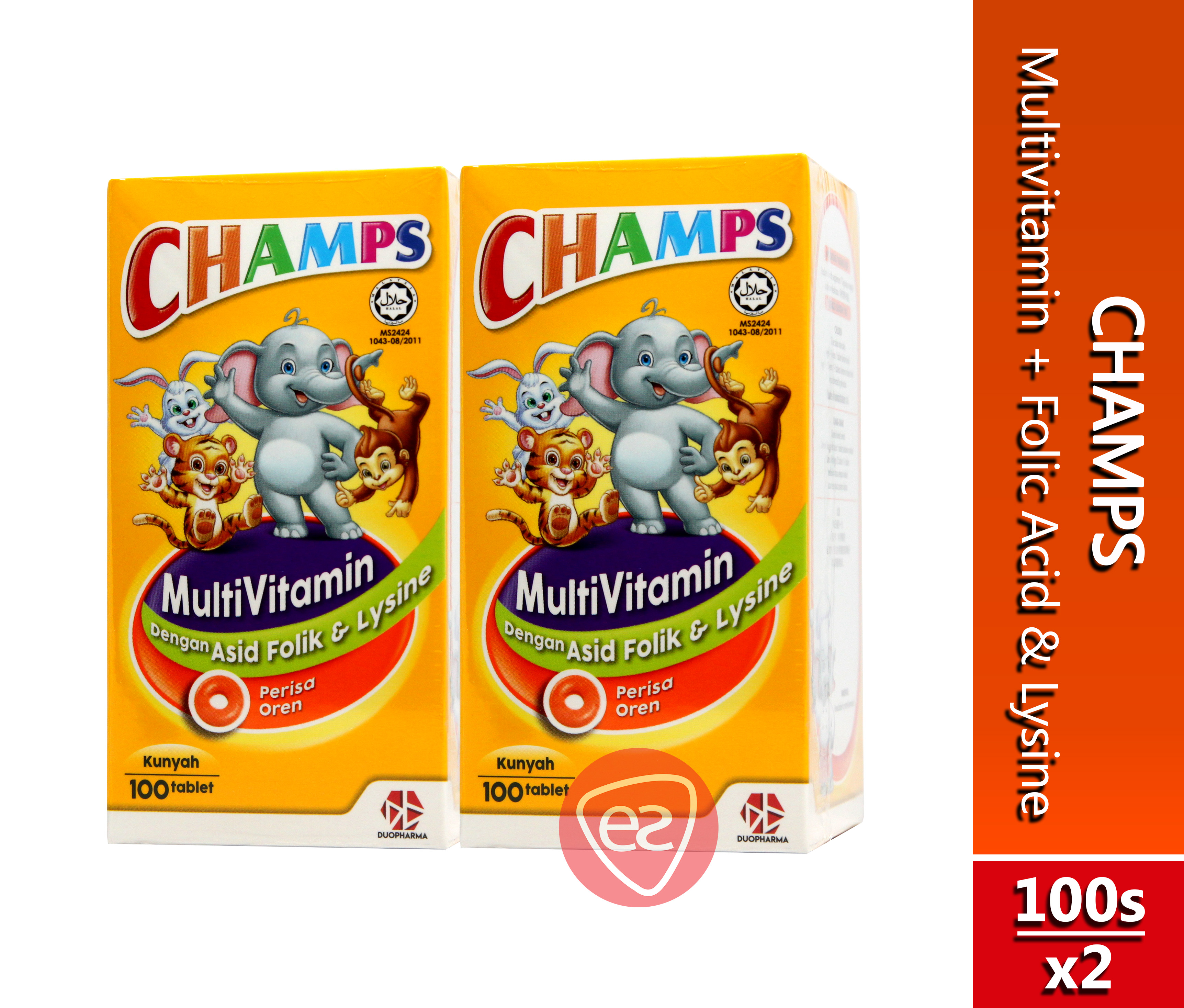 Champs Multivitamin Plus Folic Acid & Lysine Chewable Tablet (Orange ...