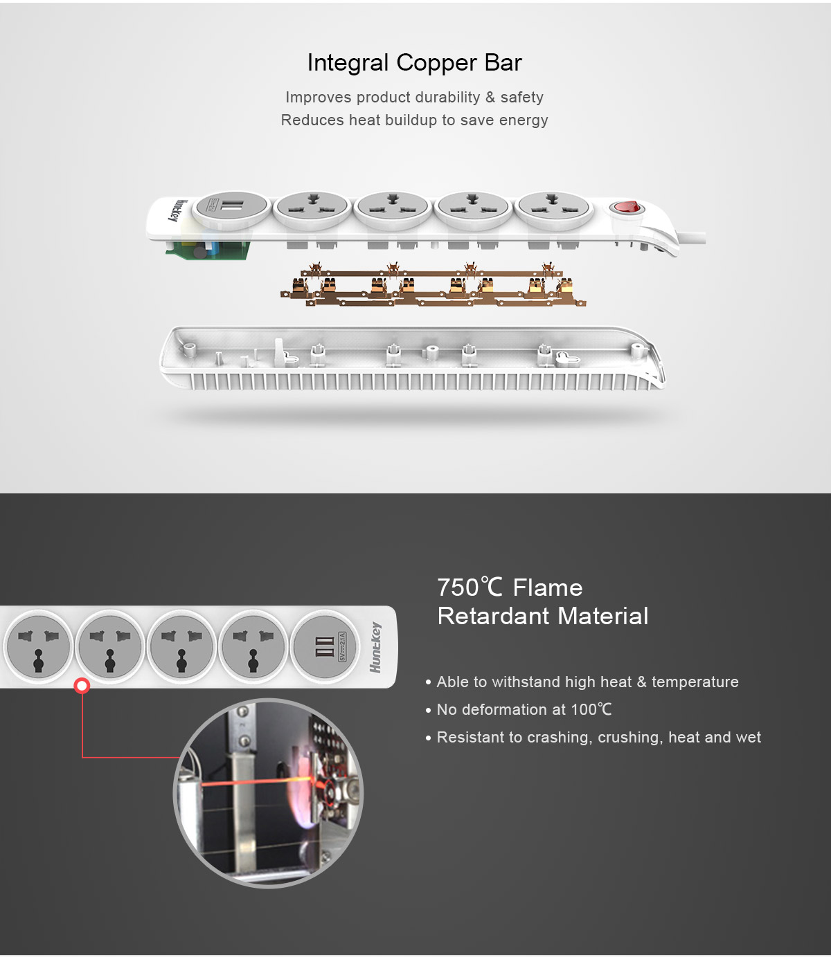 Huntkey 4 Universal Sockets 2 Usb Ports Double Break Safety SZN507 (3M) | Shopee Malaysia