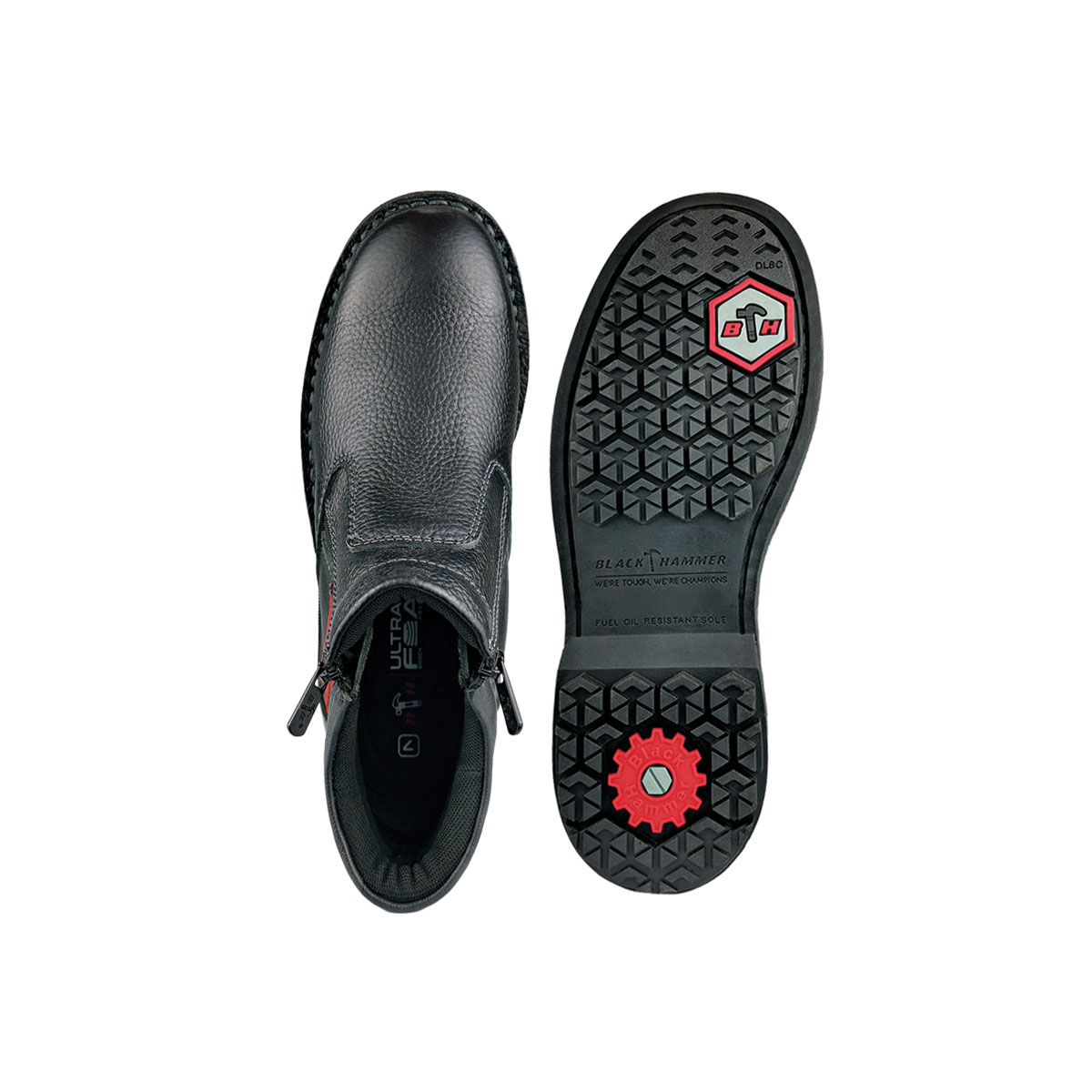 Black Hammer Men Mid Cut with Double Zip Safety Shoe BHS-26618 | Shopee ...