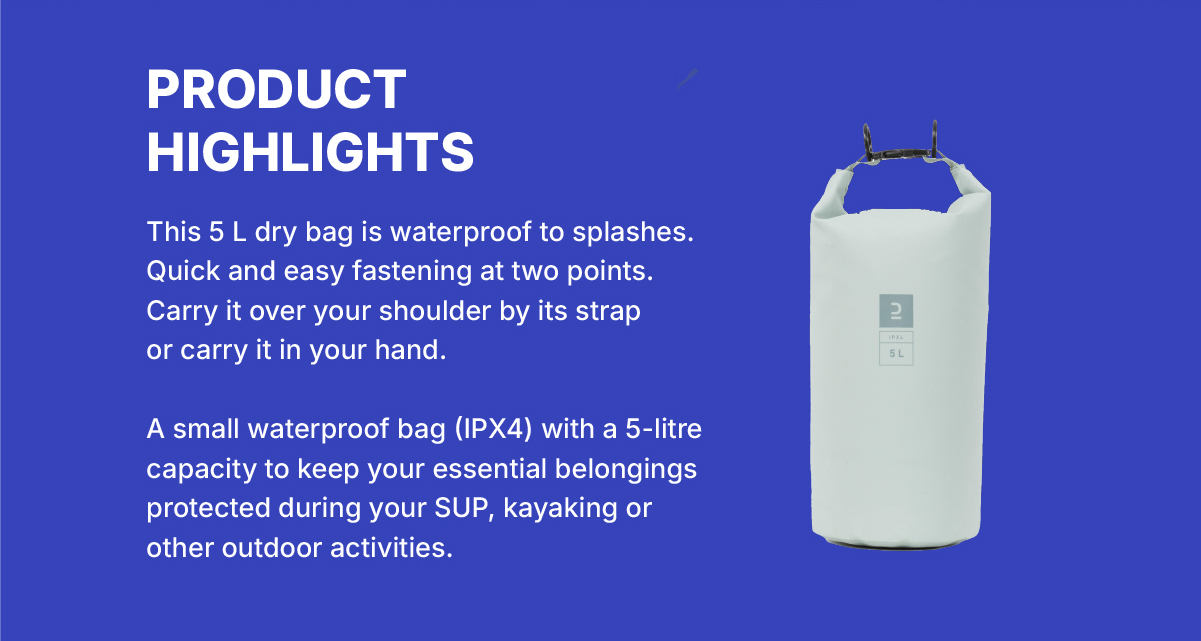 Decathlon 2 Point 5L IPX4 Water Sports Waterproof Dry Bag (Splash Proof ...