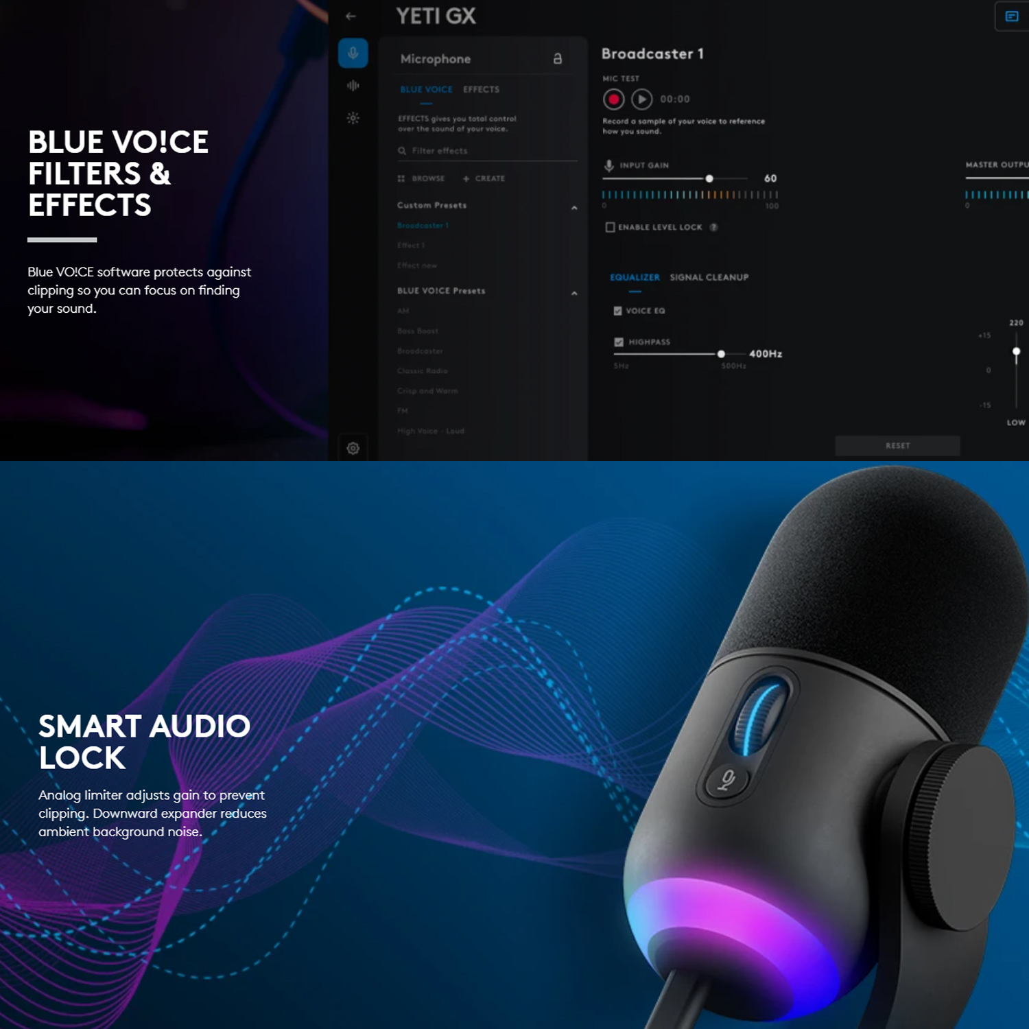 Logitech YETI GX Dynamic RGB Gaming Microphone with LIGHTSYNC RGB ...