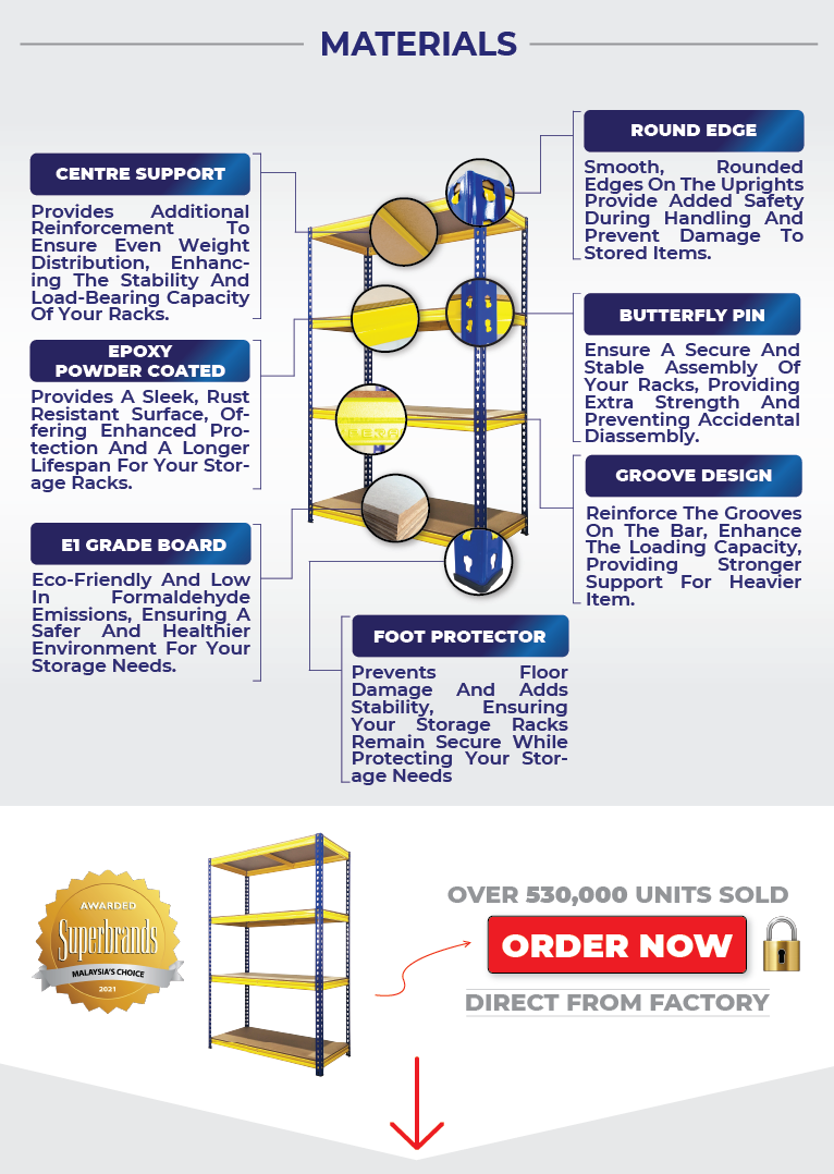 HYPERACK ™️ [High Quality] Boltless Rack 180cm(H) x 30cm(D) x 120cm(L ...