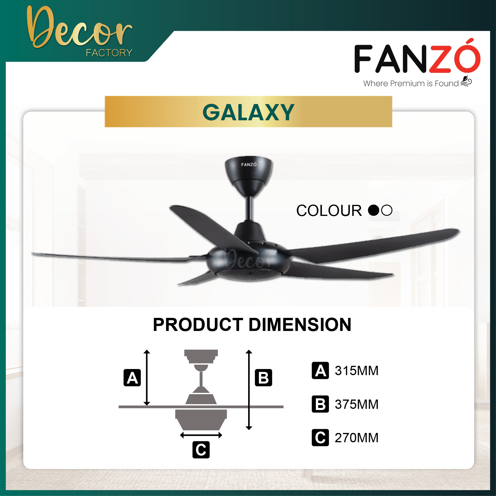 FANZO Fan FANZO Galaxy 56" 5 Blades 5 Speed AC Motor Remote Control ...