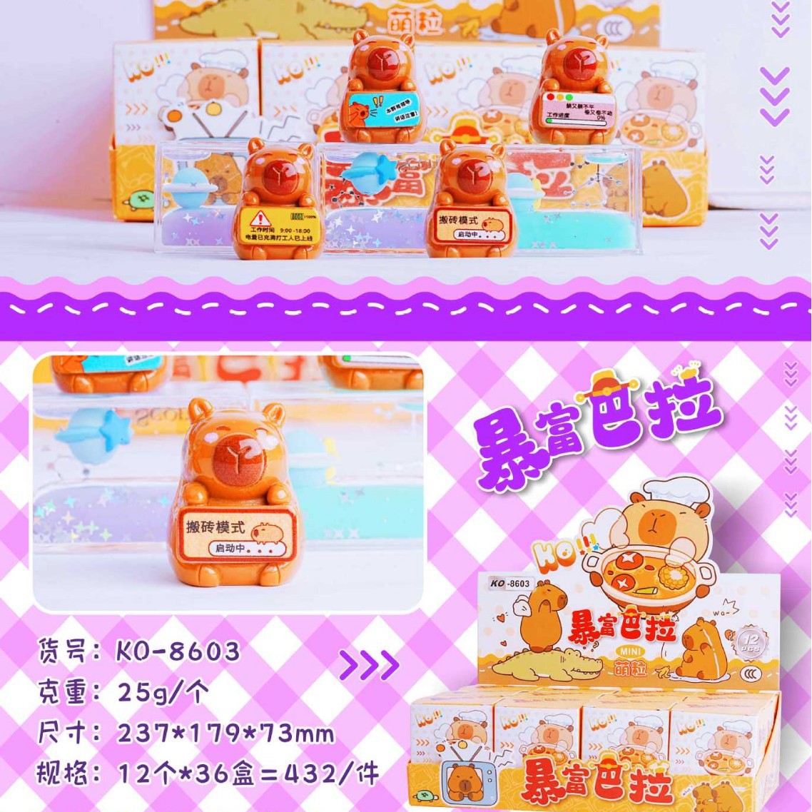 BLIND BOX TOYS DECO WEALTHY CAPYBARA MINI SERIES STUDENT OFFICE DESKTOP ...